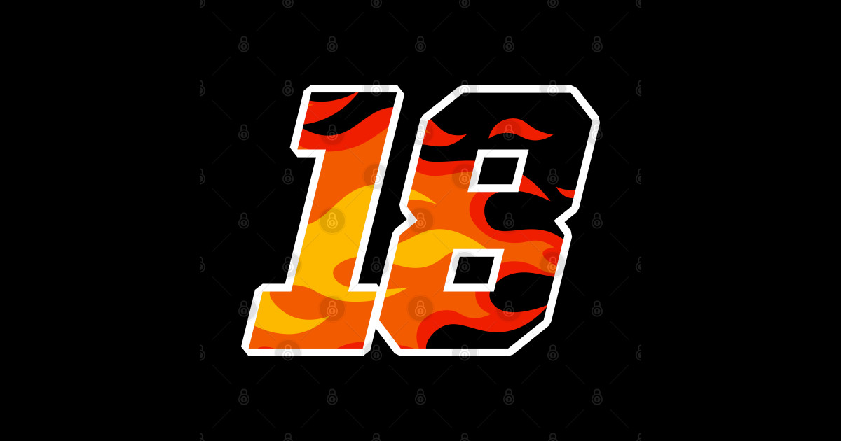 On Fire Racing Number 18 - Racing Numbers - Sticker | TeePublic