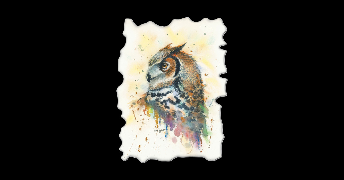 Watchful Eye - Great Horned Owl - Sticker | TeePublic