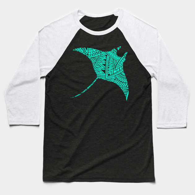 Manta Ray Maori Tribal Tattoo - Manta Ray - Baseball T-Shirt | TeePublic