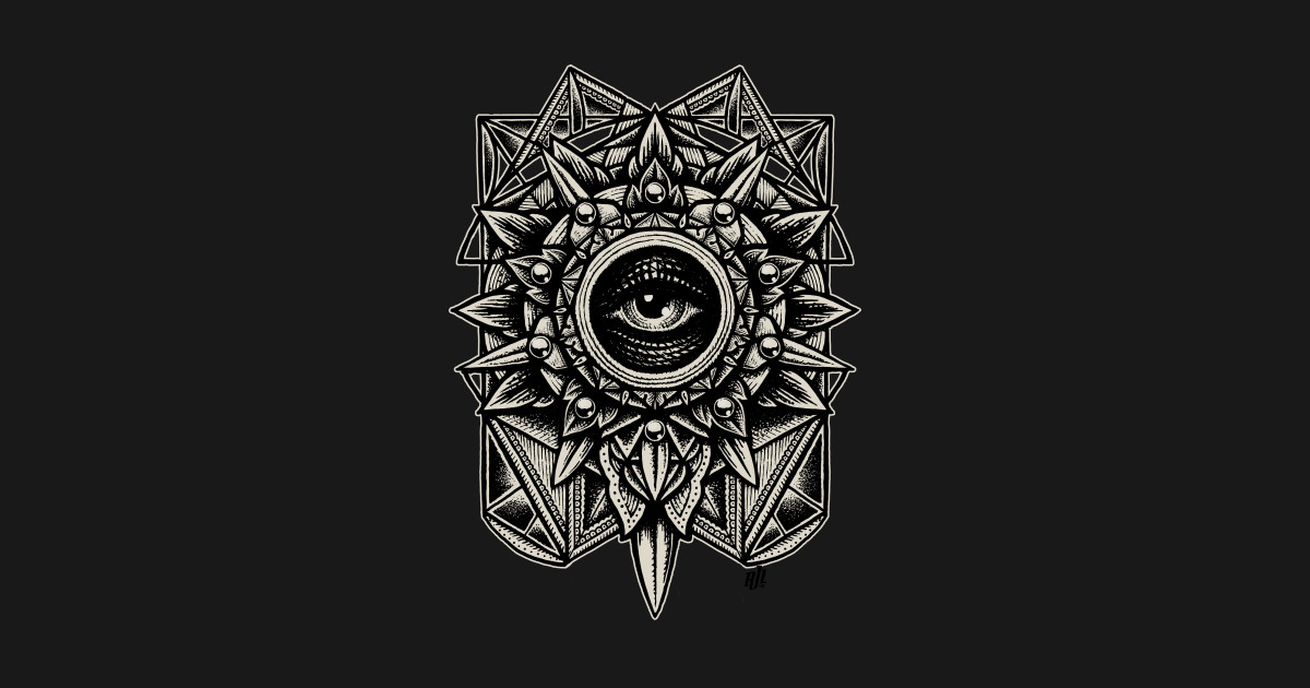 Sacred Geometry Seraphim Star Mandala Black - All Seeing Eye - T-Shirt ...