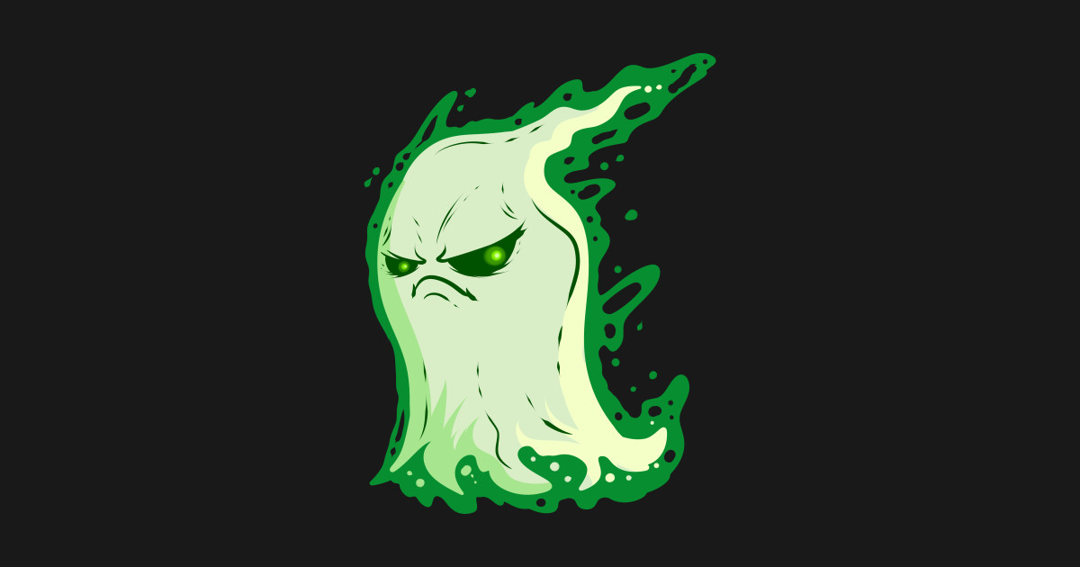 Grumpy Green Spirit Ghost On Halloween - Halloween - T-Shirt | TeePublic