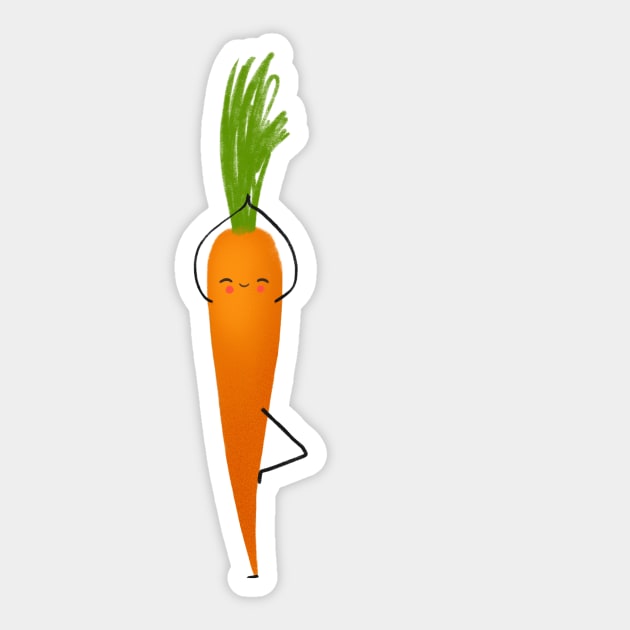 Carrot tree pose - Food Yoga - Sticker | TeePublic