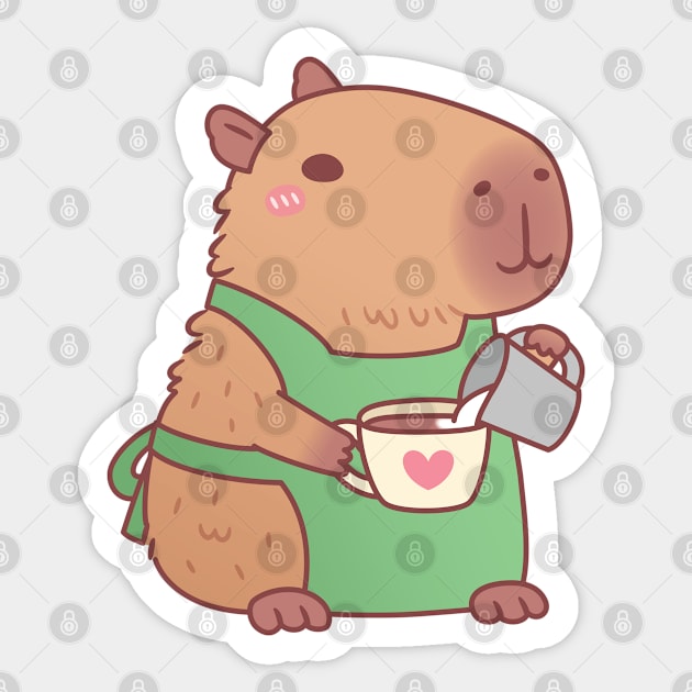 Cute Capybara Barista Making Coffee - Cute Capybara - Sticker | TeePublic