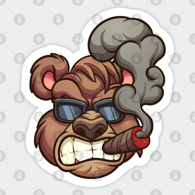 Angry smoking bear - Bear - Sticker | TeePublic