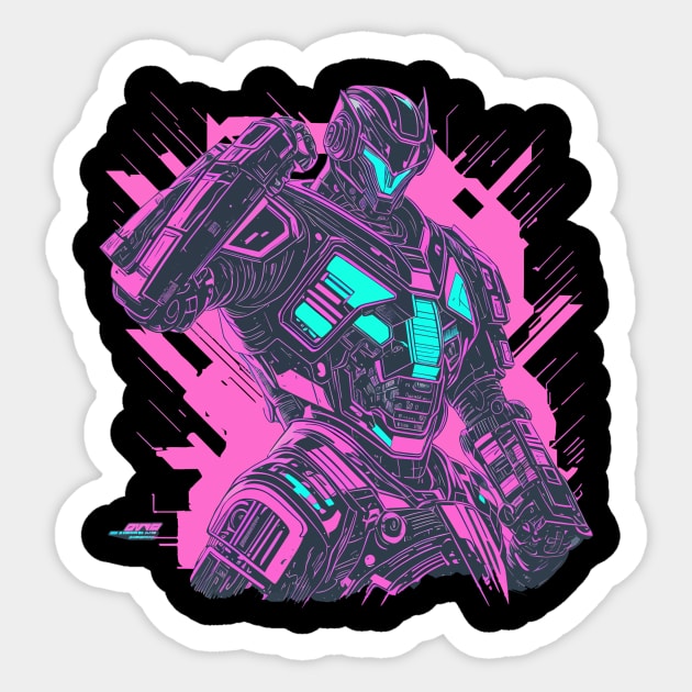 Fight Robot - Drip Neon - Robot - Sticker | TeePublic