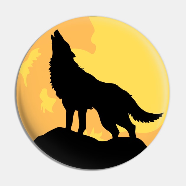 Howling Wolf Silhouette - Howling Wolf - Pin | TeePublic