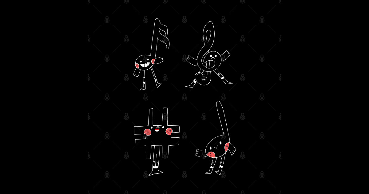 Funny Music Note Art, Cute Music Notes - Music Notes - Sticker | TeePublic