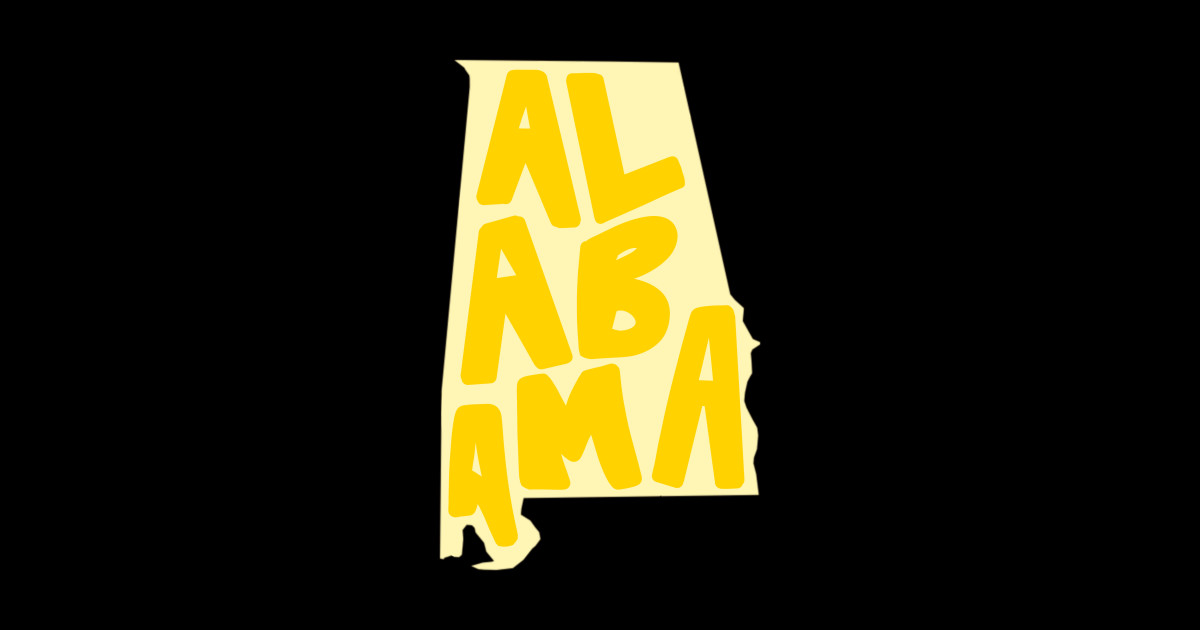 Alabama Doodle Letters Map Outline- yellow - Alabama - Sticker | TeePublic