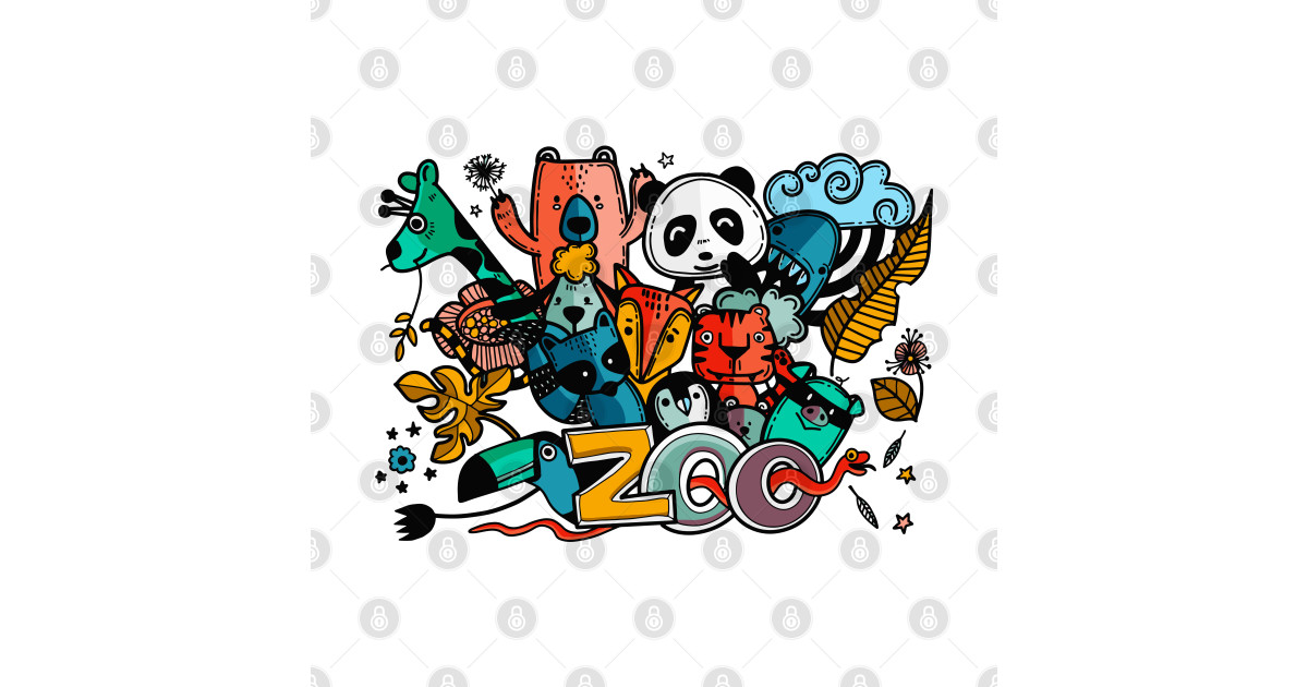 Zoo Doodle Animals Illustration - Zoo Doodle Animals Illustration - T ...