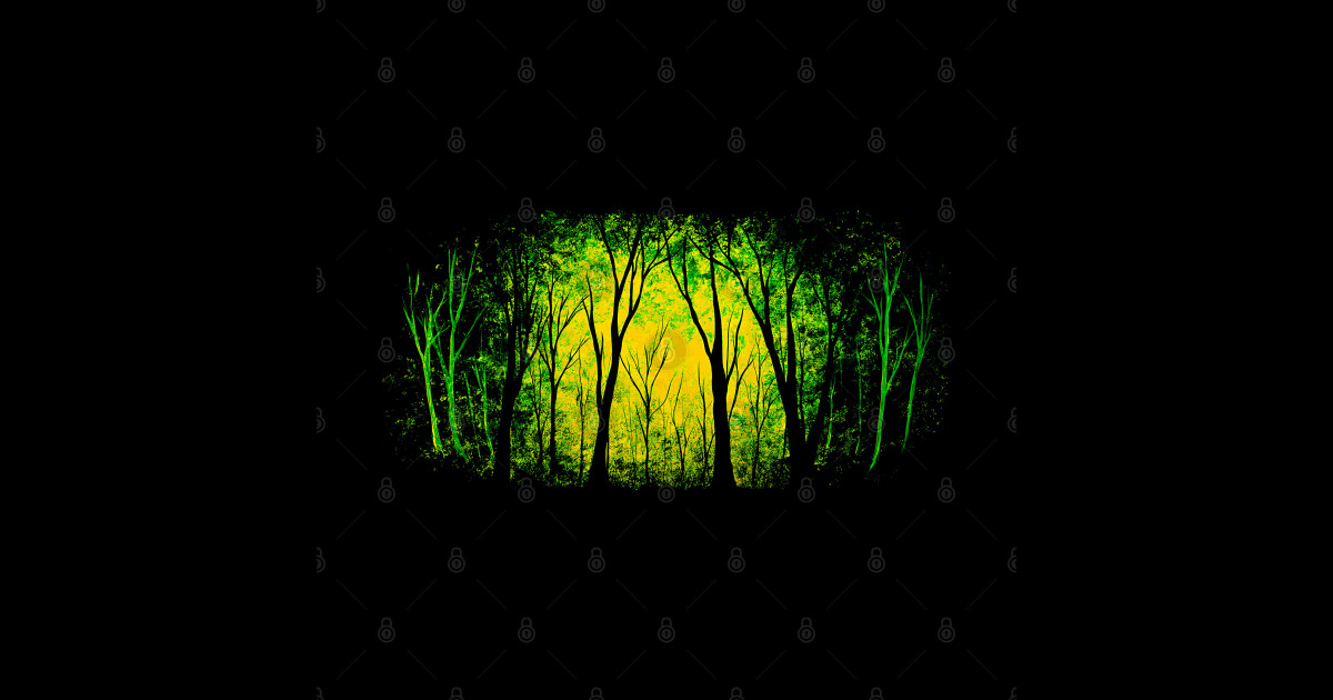 Minimal Green and Orange Tree Art - Minimal Forest Art - Sticker ...