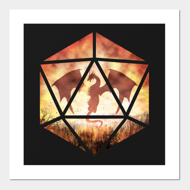Fire Dragon D20 - D20 - Posters and Art Prints | TeePublic