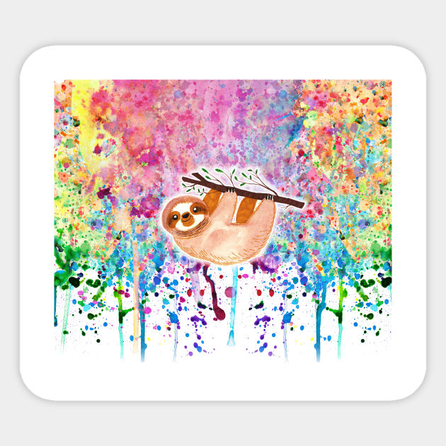Watercolor Sloth - Rainbow Paint - Sloth - Sticker | TeePublic