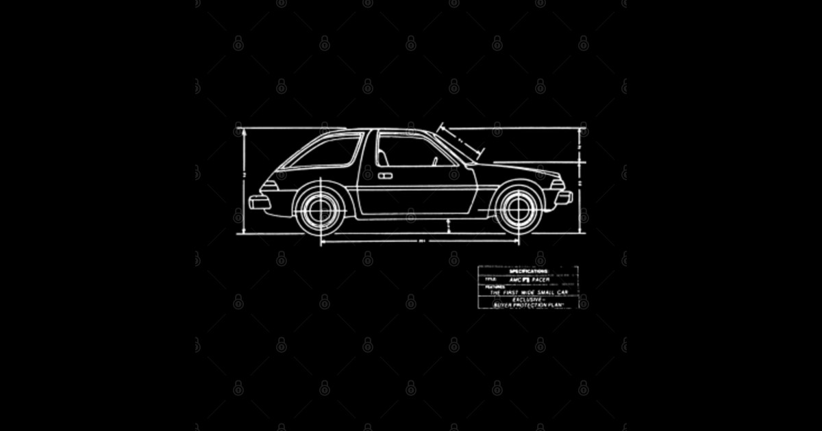 AMC PACER - brochure dimensions - Car - Sticker | TeePublic