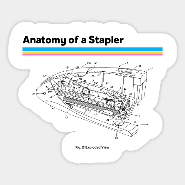 Anatomy of a Stapler - Office Supplies - Sticker | TeePublic