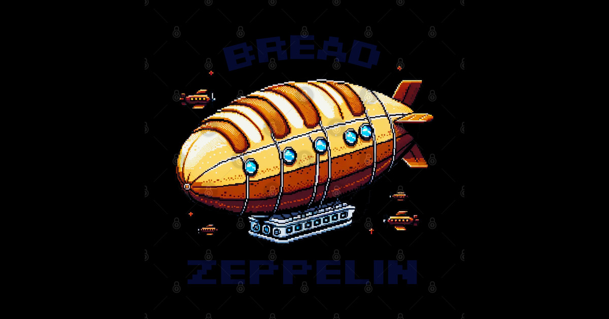 Bread Zeppelin Airship - Retro 8-Bit Pixel Art Design - Pixel Art ...