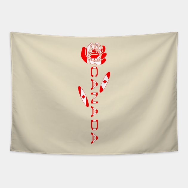 Canada Rose Flag - Canadian Rose Flag - Tapestry | TeePublic