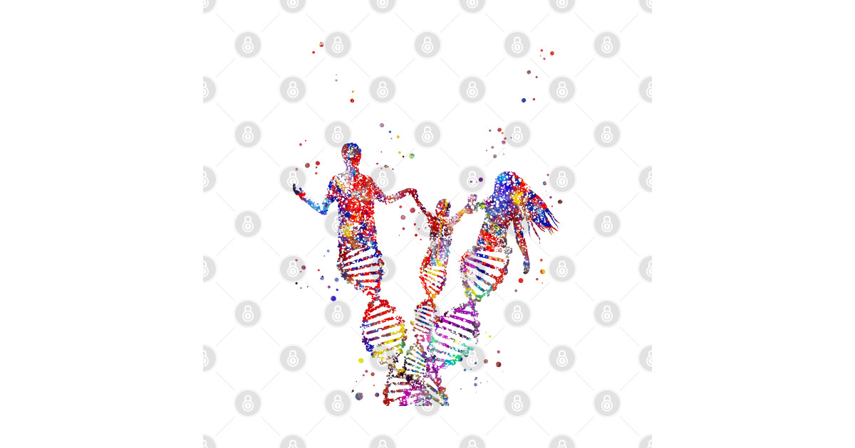 DNA family, - Familydna Family Genetics Watercolor - T-Shirt | TeePublic