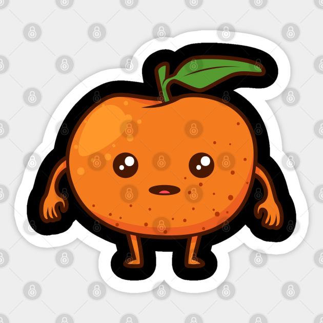 Kawaii Cartoon Tangerine - Kawaii Tangerine - Sticker | TeePublic