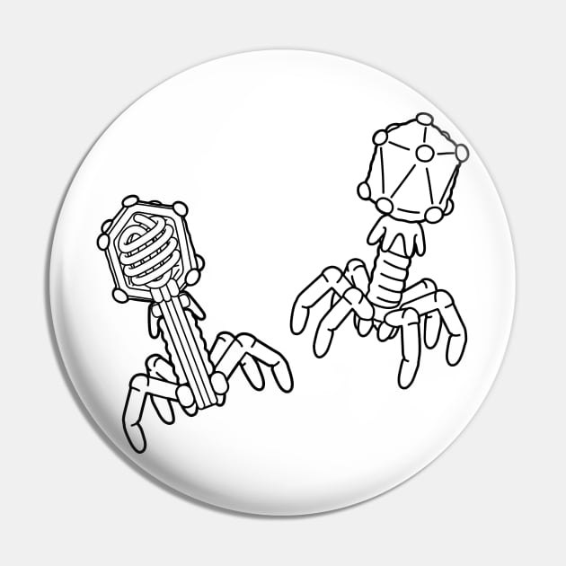 T4 Bacteriophage Line Drawing - Bacteriophage - Pin | TeePublic