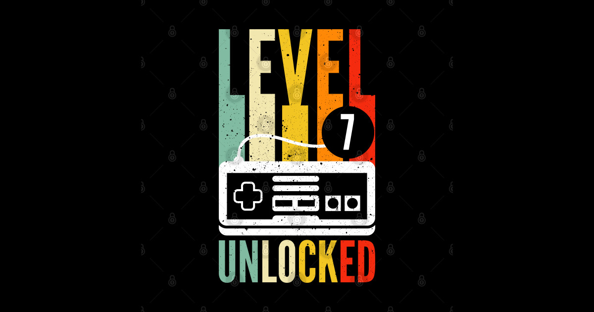 Level 7 Unlocked Video Gamer 7th Birthday - Level Unlocked - T-Shirt ...