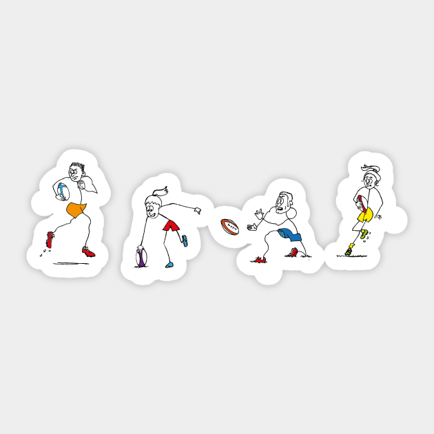 Mixed rugby stick figures - Rugby - Sticker | TeePublic