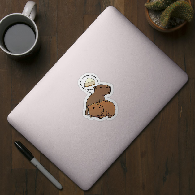 Capybara hungry for Cheese Cake - Capybara Lover - Sticker | TeePublic