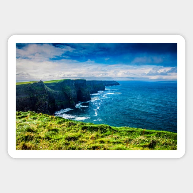 Cliffs of Moher with Blue Sky - Cliffs Of Moher - Sticker | TeePublic