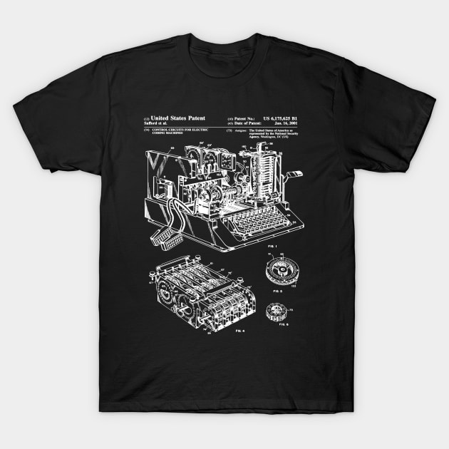 Enigma Machine Patent White - Enigma Machine - T-Shirt | TeePublic