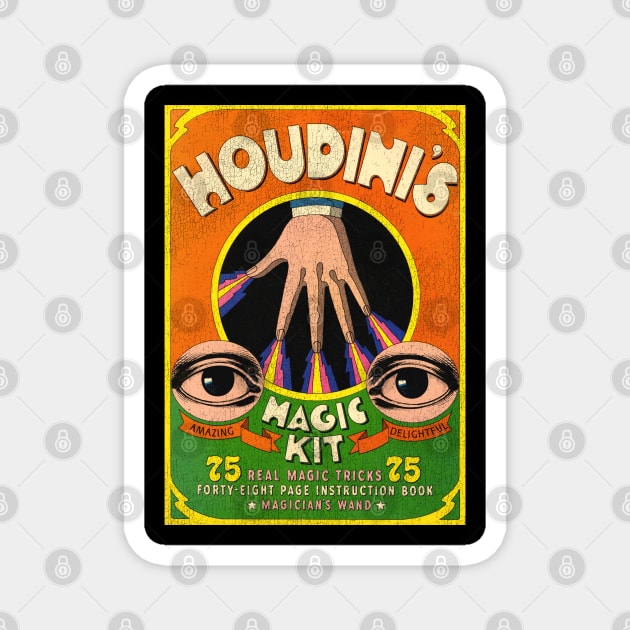 Houdini's Magic Kit 70s Retro Book - Magic - Magnet | TeePublic