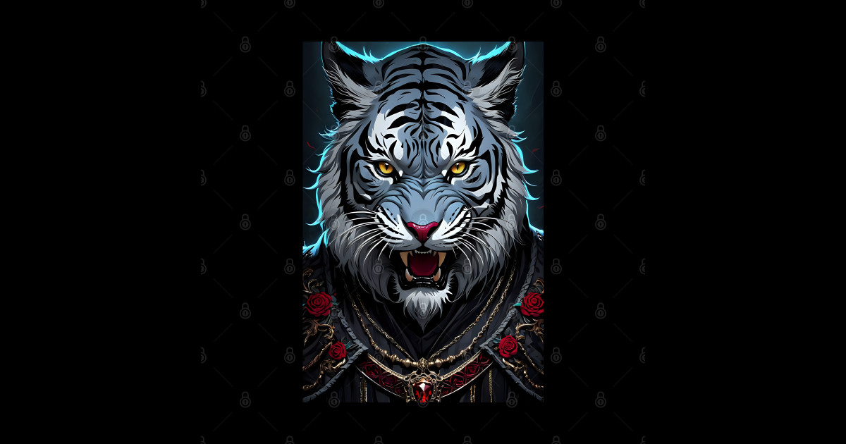 Cool Gothic Tiger - Tiger - Sticker | TeePublic