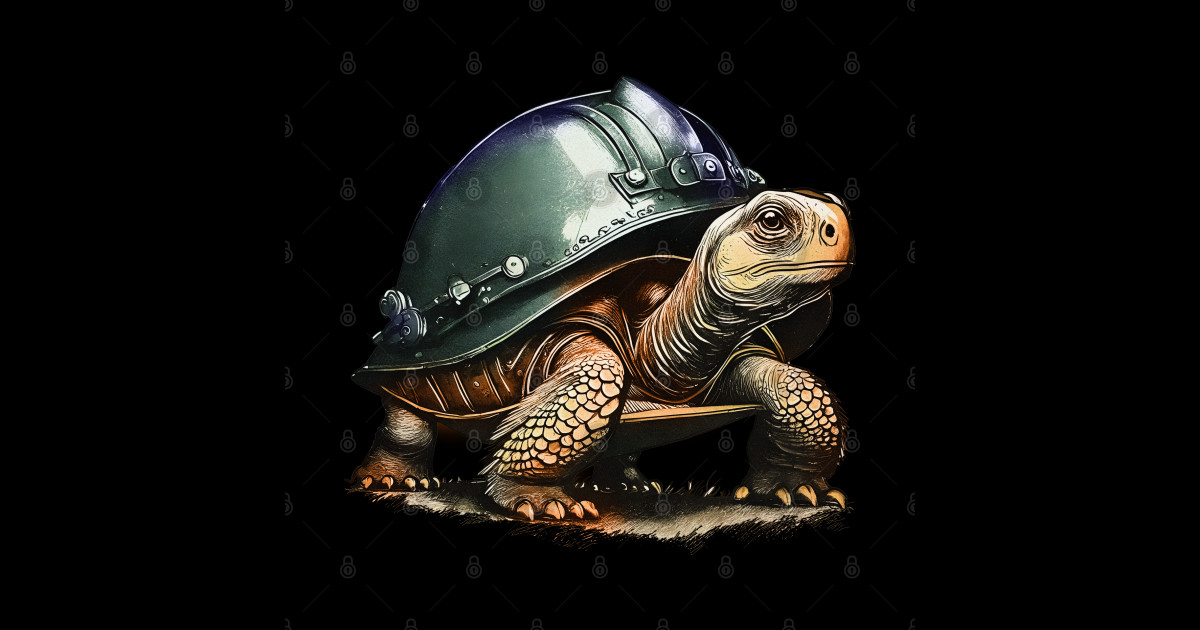 Tortoise with Helmet - Tortoise With Helmet - Sticker | TeePublic