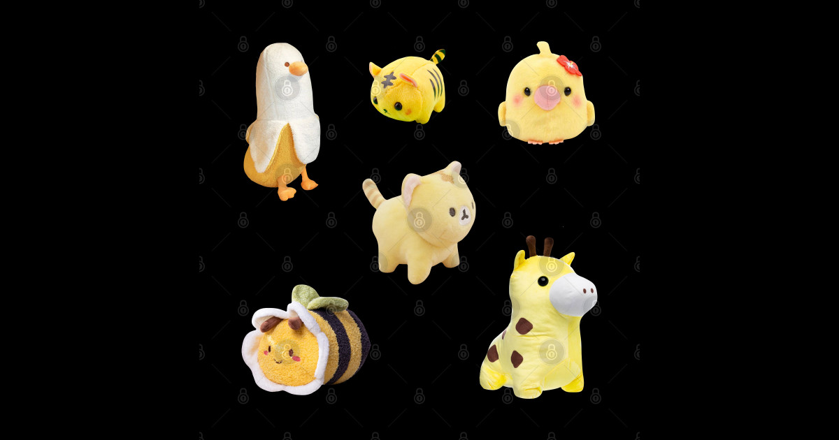 Yellow Kawaii Plushies Sticker Pack - Yellow - Tapestry | TeePublic