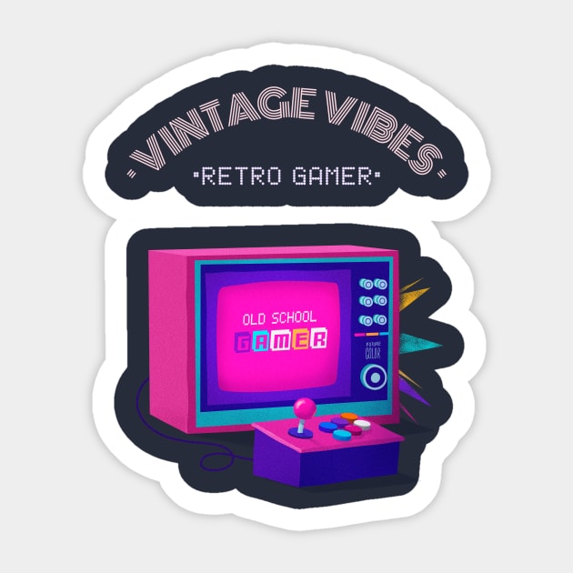 Vintage Vibes, Retro Gamer Retro Gaming - Retro Gaming - Sticker ...