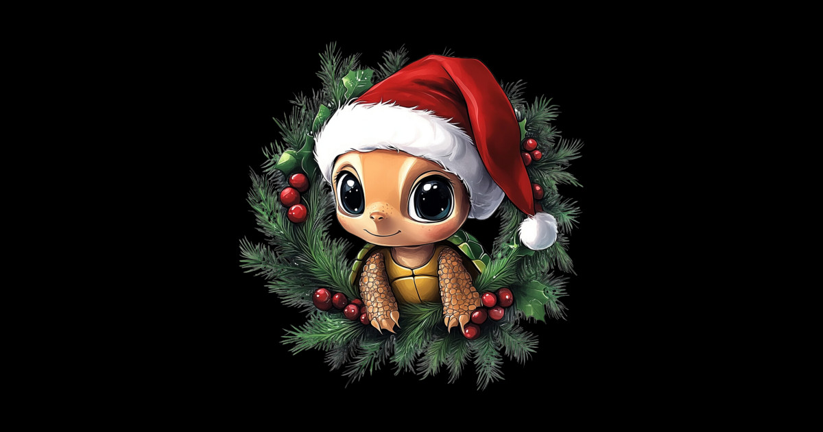 Cute Turtle Christmas wreath - Turtle - Sticker | TeePublic