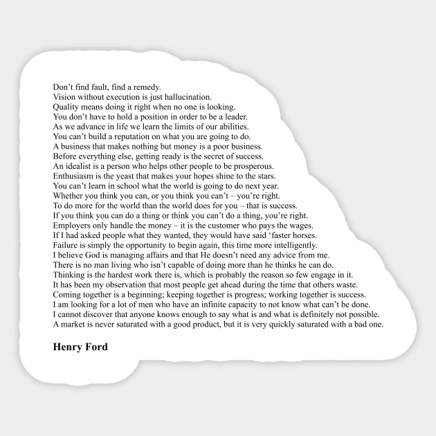 Henry Ford Quotes - Henry Ford - Sticker | TeePublic