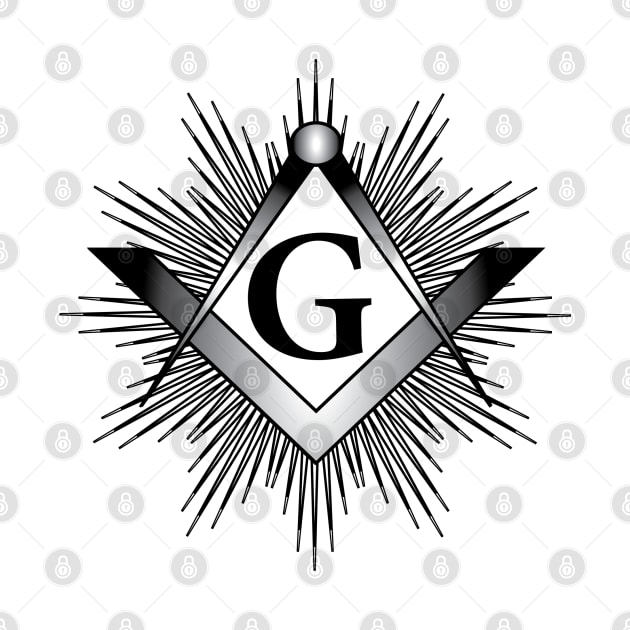 Masonic symbol of square and compass, with rays and G letter - Masonic ...