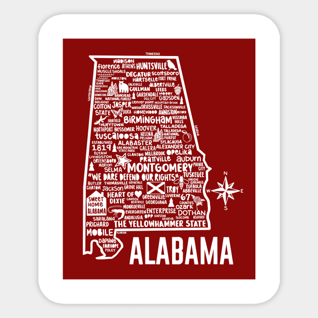 Alabama Map - Alabama - Sticker | TeePublic