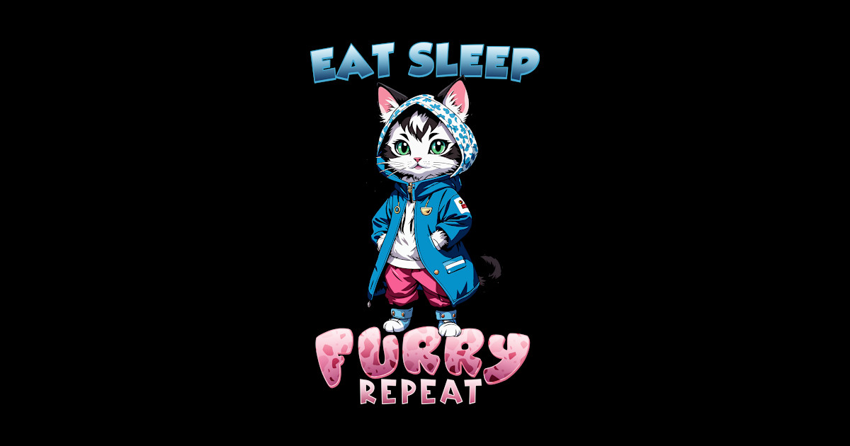 Eat Sleep Furry Repeat I Cute Fursuit Cosplay - Furry - Sticker | TeePublic