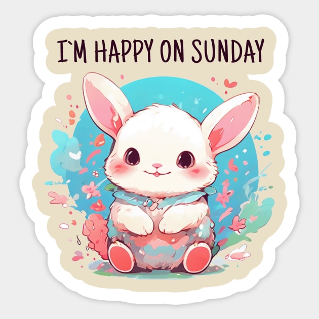 Happy sunday rabbit - Rabbit - Sticker | TeePublic