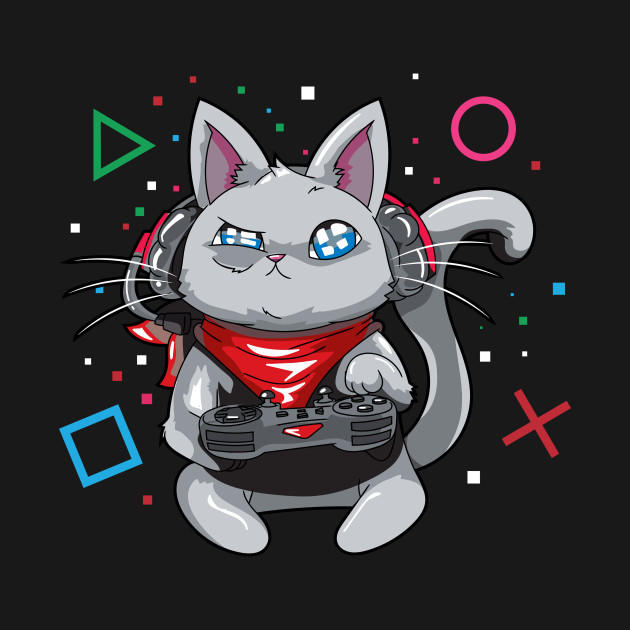 Gamer Cat - Gaming cat Gamer Shirt - Gamers - T-Shirt | TeePublic
