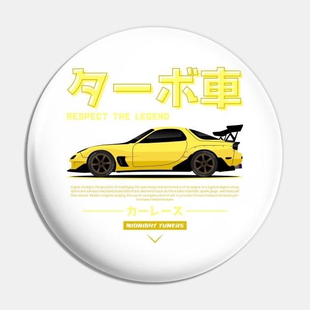 Yellow JDM RX 7 FD3 s Racing - Rx7 - Pin | TeePublic