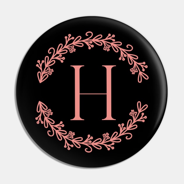 Pink Monogram- Letter H - Letter H - Pin | TeePublic