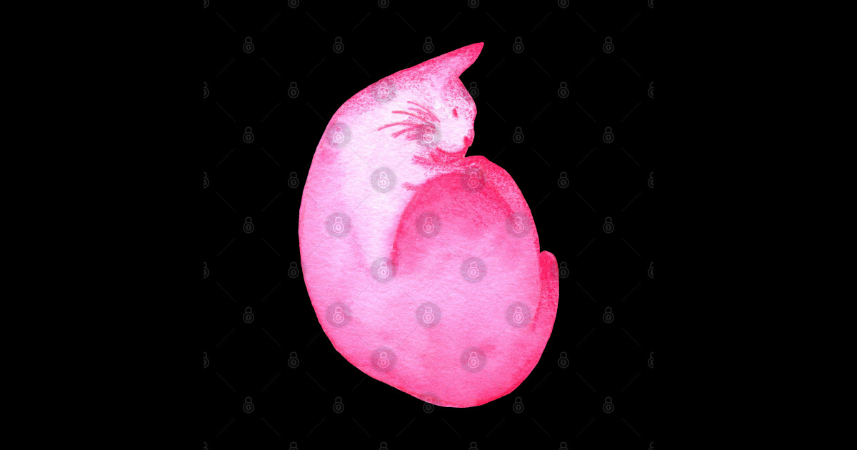 Pink cat sleeping - Cat - Sticker | TeePublic