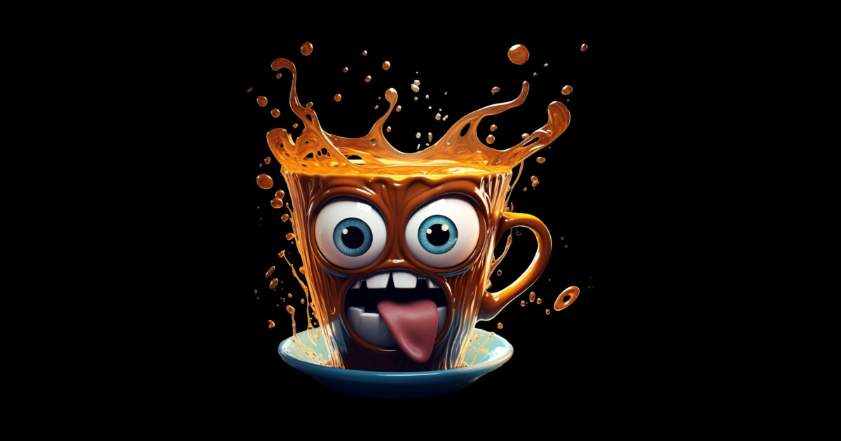 Crazy Coffee Cup Face - Coffee - Posters and Art Prints | TeePublic