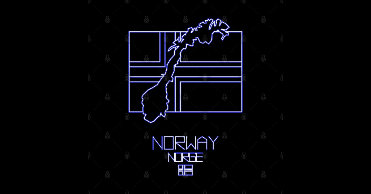 Arcade Vector Wireframe Map of Norway - Norway - Magnet | TeePublic