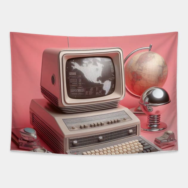 Retro 1950s Computer on a Pink Background - Retro Vintage Aesthetic ...