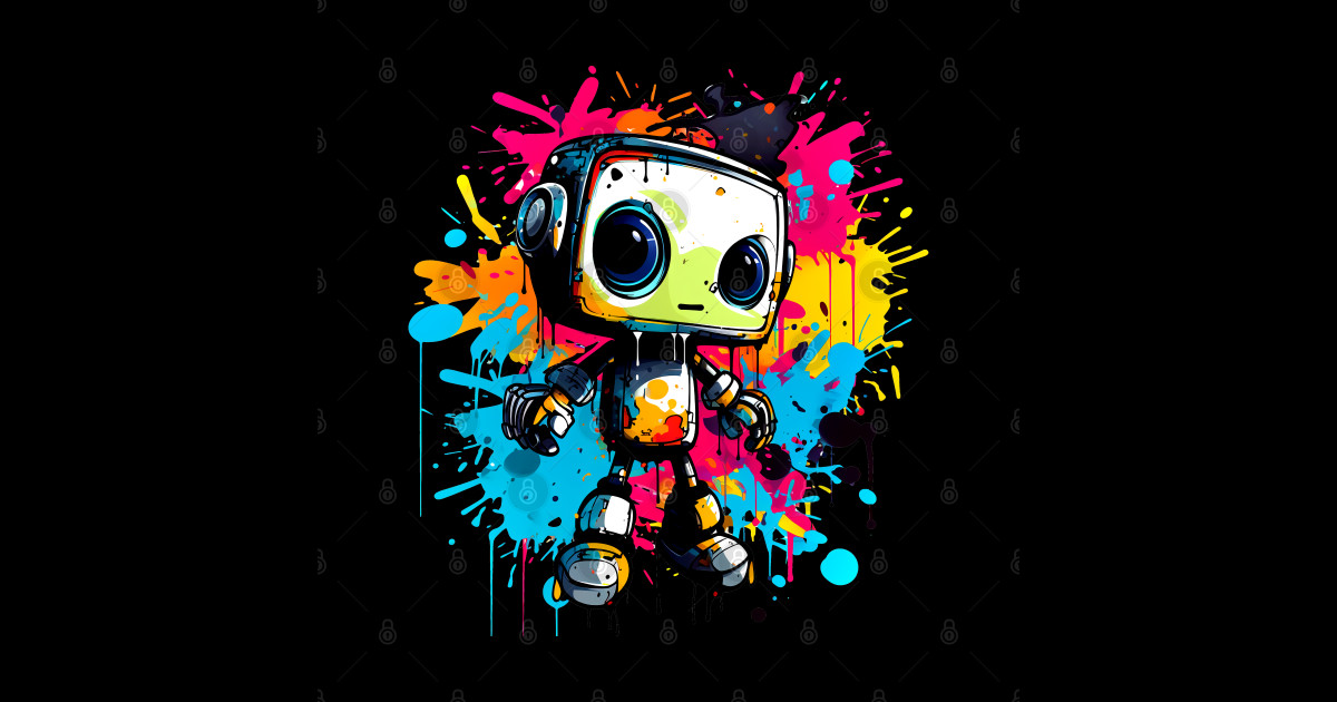 Cute cartoon Robot. Funny cyborg. - Cute Cartoon Robot - Sticker ...