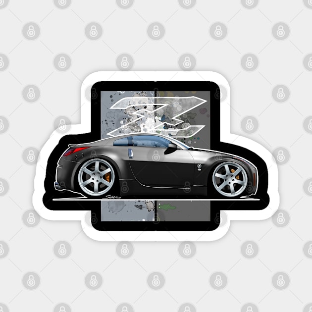 Cartooned Nissan 350Z in black - Nissan 350z - Magnet | TeePublic