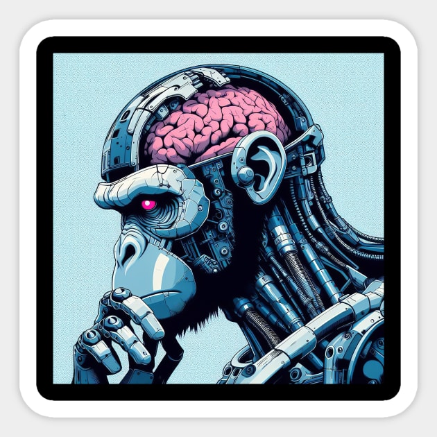 Cyborg Monkey - Cyborg - Sticker | TeePublic