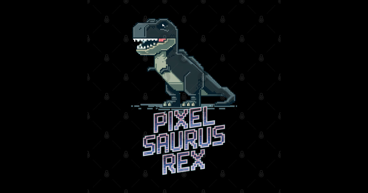 Pixel Saurus Rex Retro Dinosaur Design - Dinosaurs - Posters and Art ...